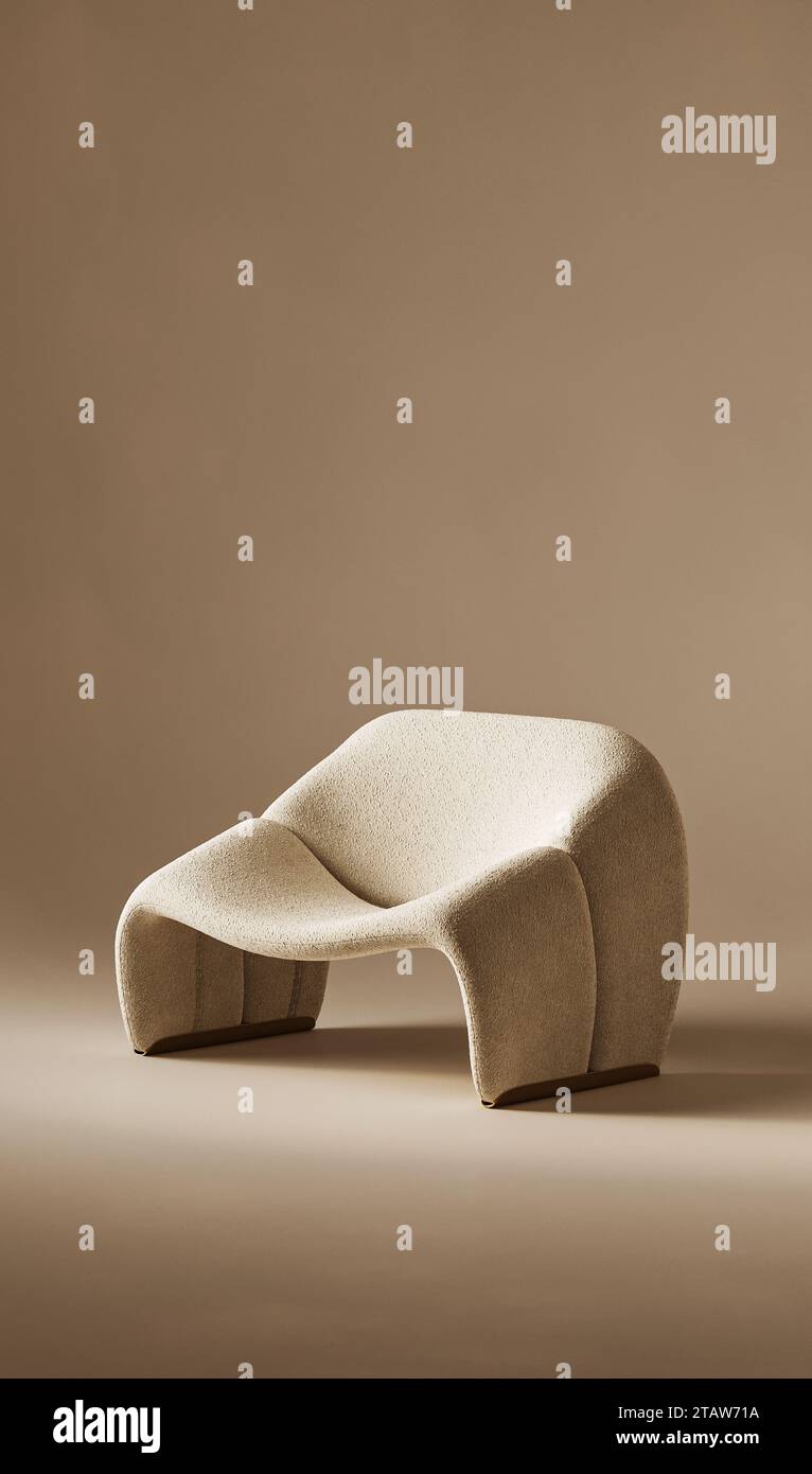 Futuristic elegance. A 3d render curvilinear chair with a textured ...