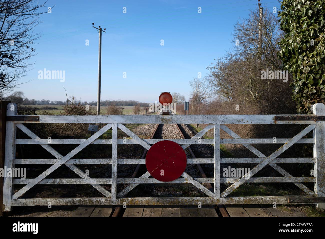 Single track railway line from Saxmundham to Leiston used to transport ...