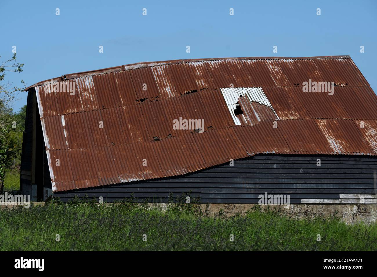 Collapsed farm barn Sundbourne Suffolk UK Stock Photo - Alamy