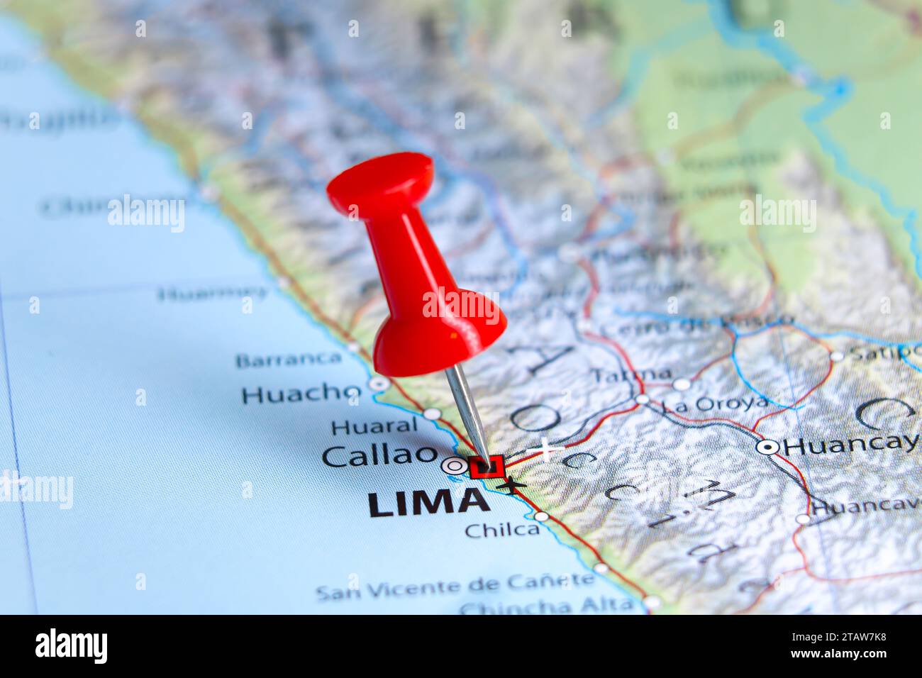 Lima, Peru pin on map Stock Photo - Alamy