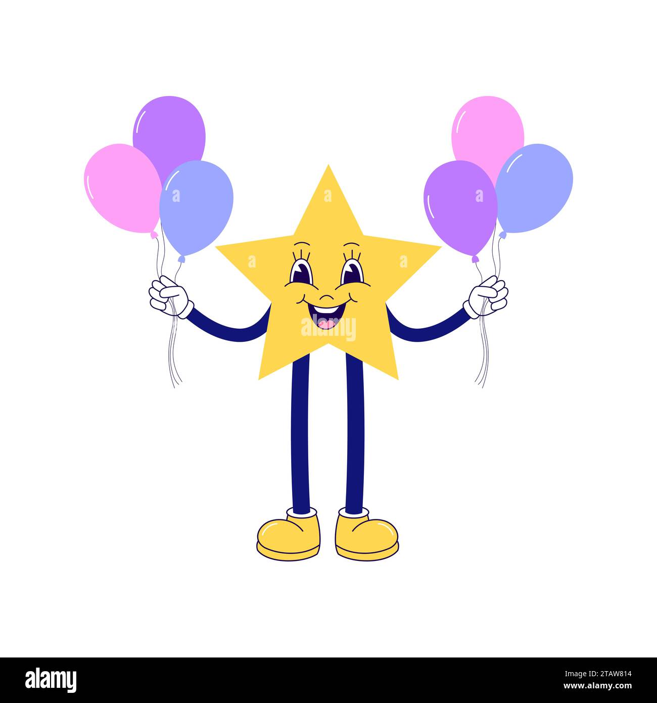 Cartoon star with balloons on white background Stock Vector Image & Art ...