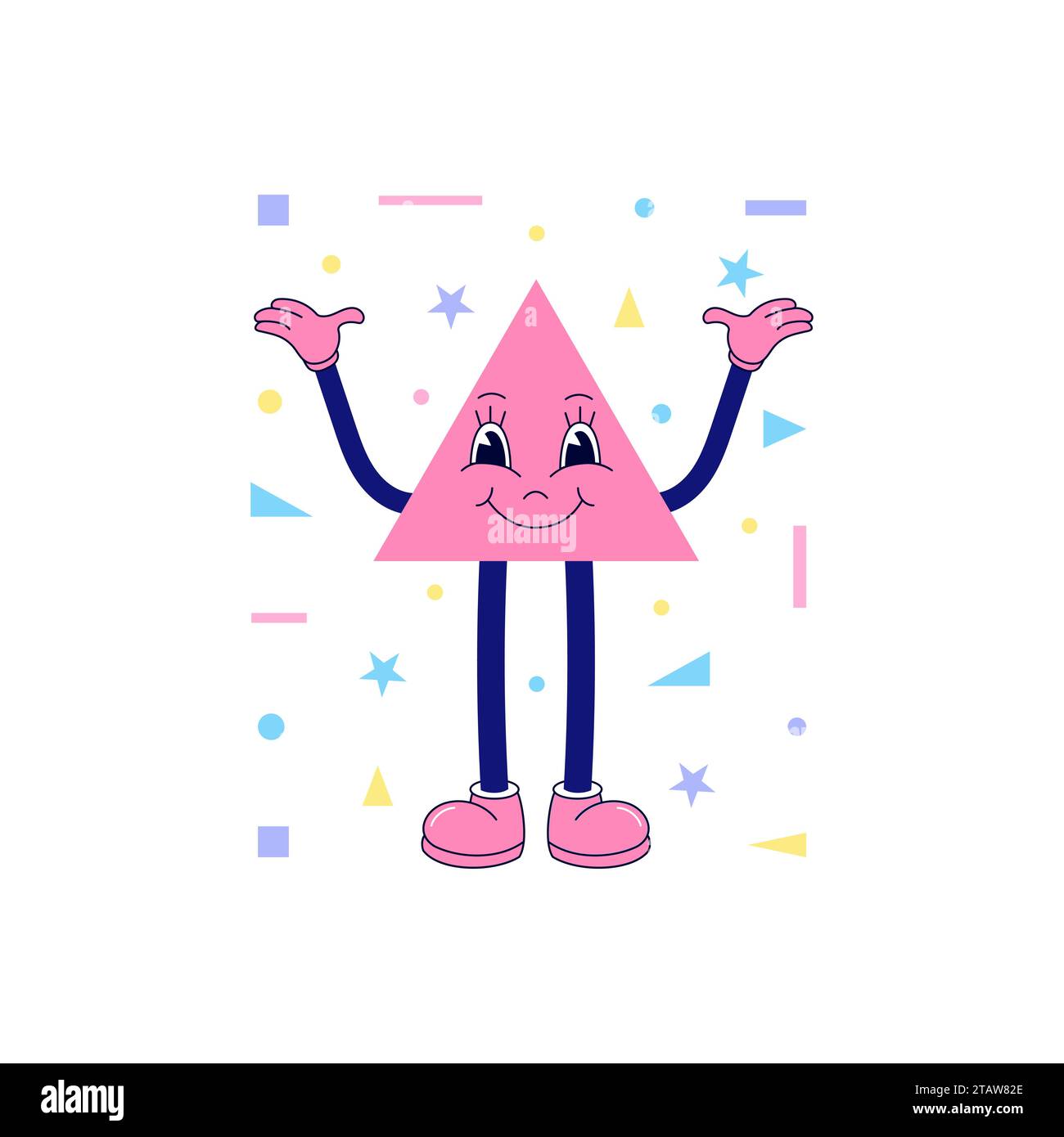 Triangle in a funny cartoon style. Simple and cute. Educational content ...