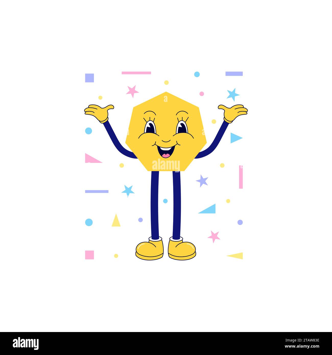 Polygon in a funny cartoon style. Simple and cute. Educational content ...