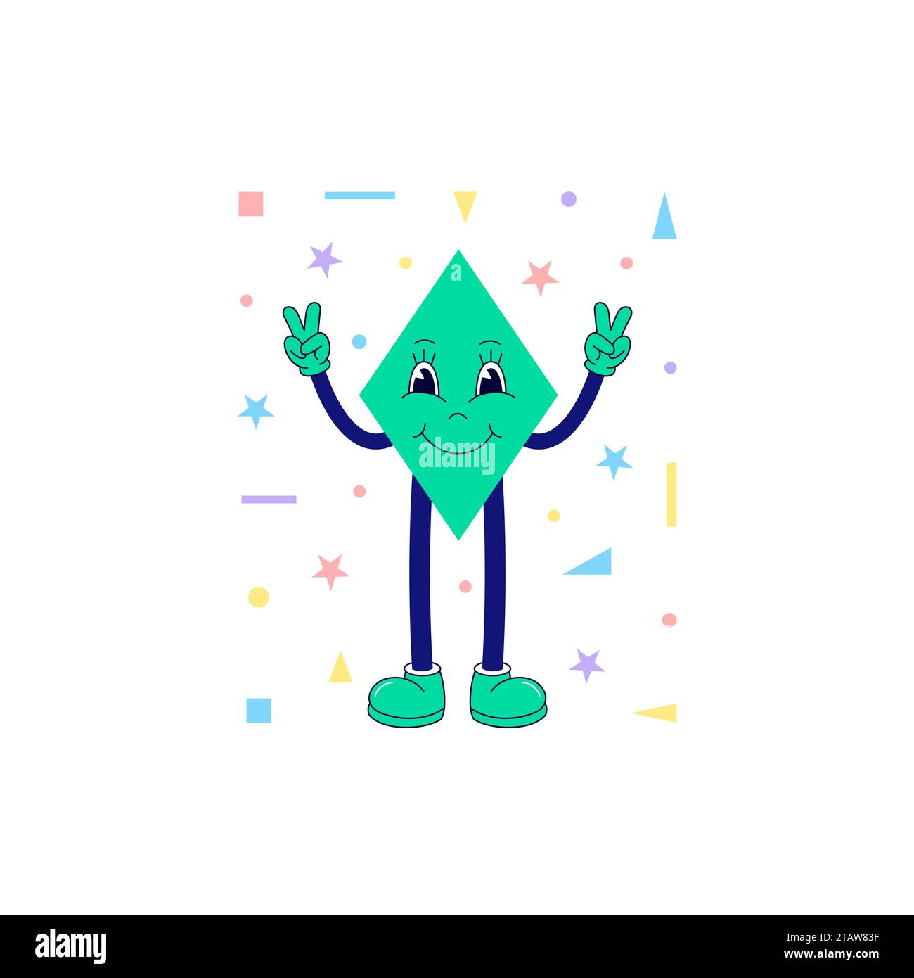 Rhombus in a funny cartoon style. Simple and cute. Educational content ...