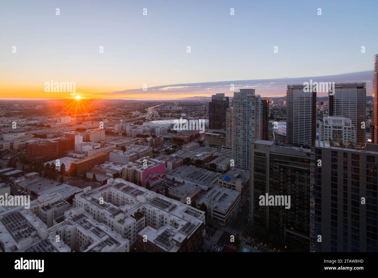 Downtown Los Angeles, California at Sunset Stock Photo - Alamy
