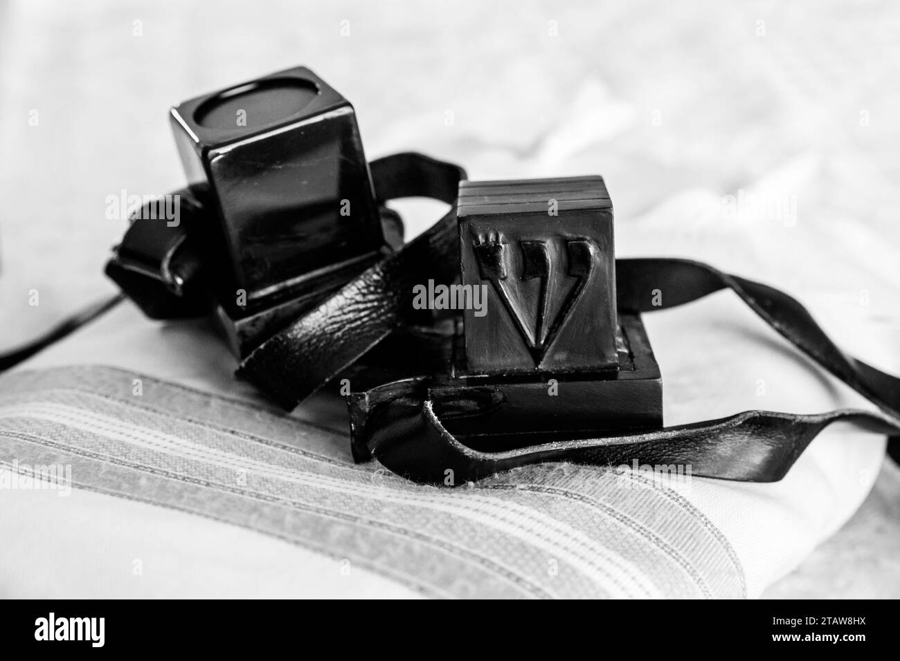 Pair of Tefillin and Tallit A symbol of the Jewish people Stock Photo ...