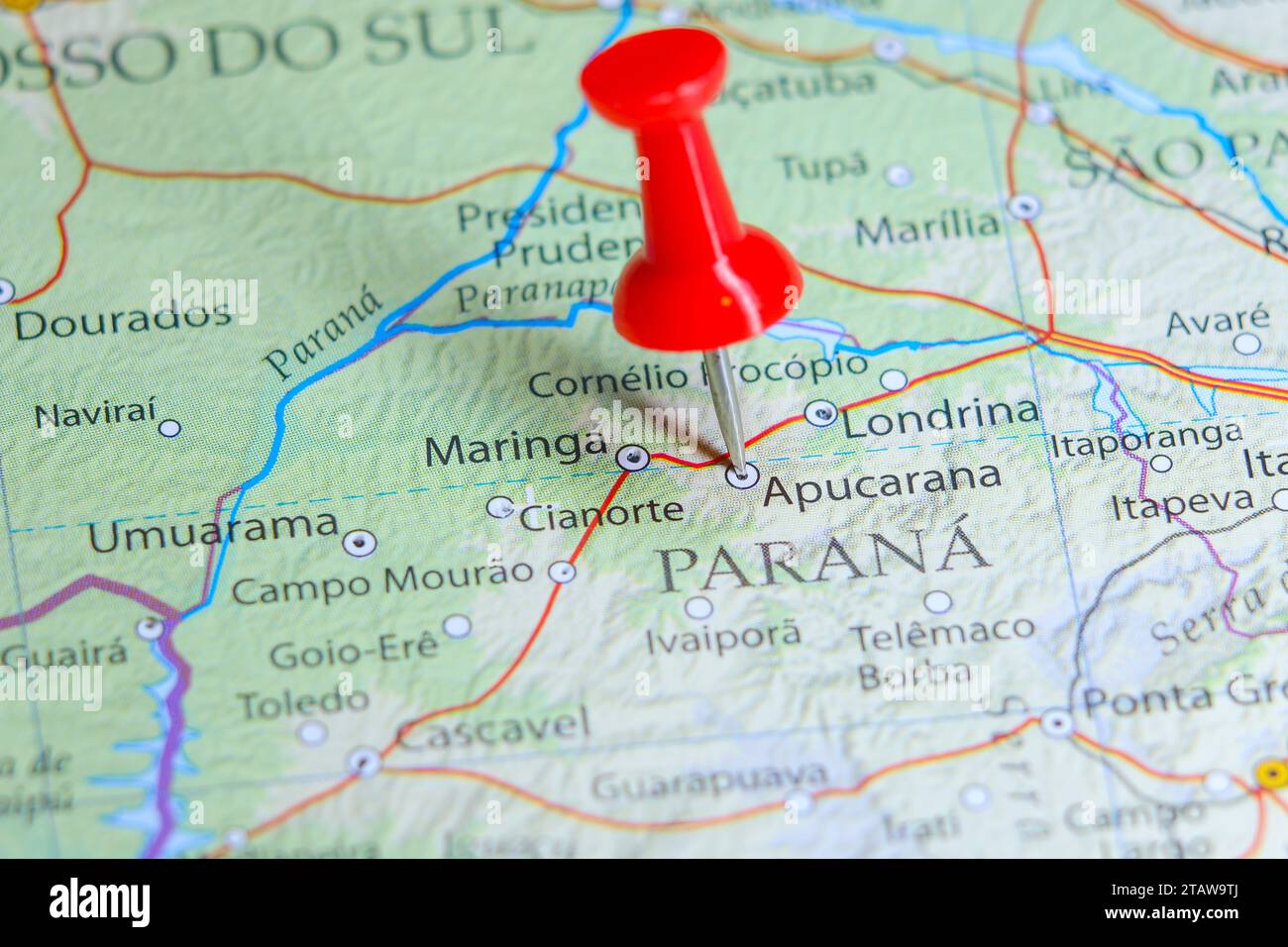 Apucarana, Brazil pin on map Stock Photo - Alamy