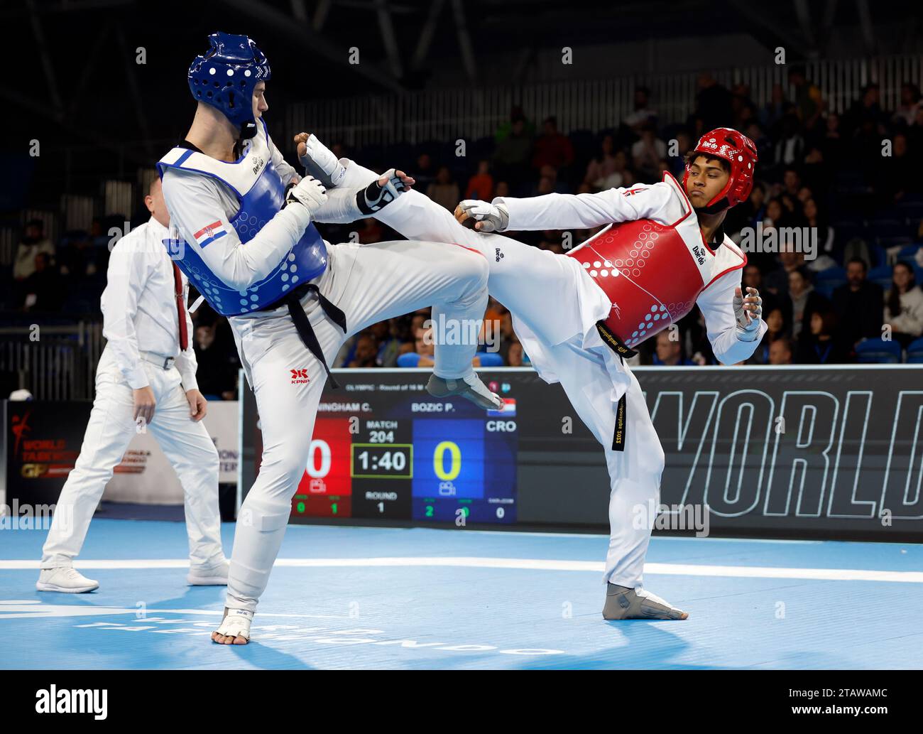 GBR’s Caden Cunningham (right) against Croatia’s Pasko Bozic on day ...