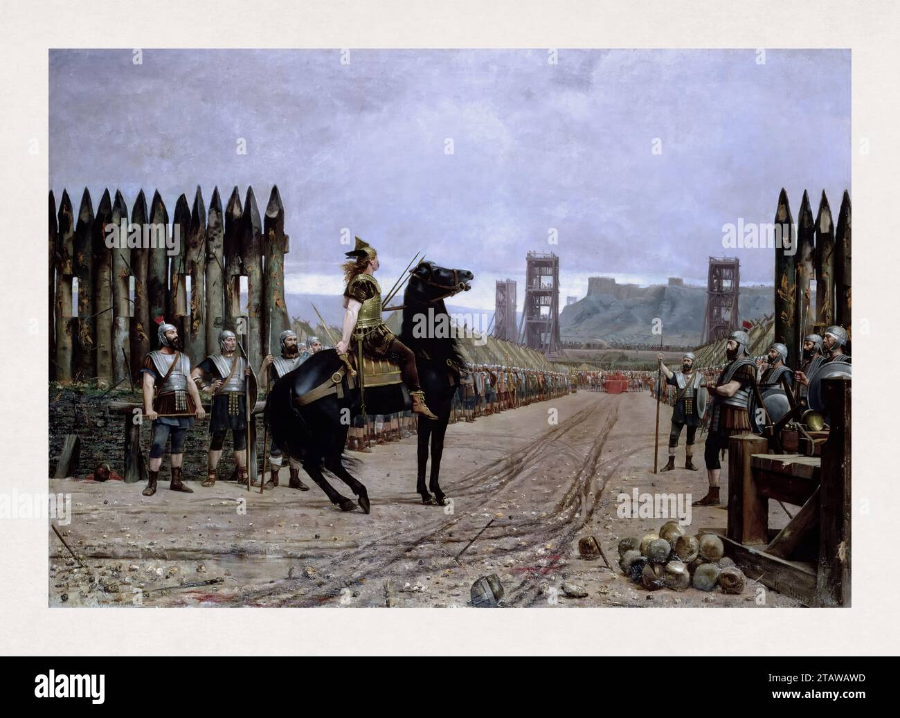 Oil painting depicting Vercingetorix surrendering to Caesar after his ...