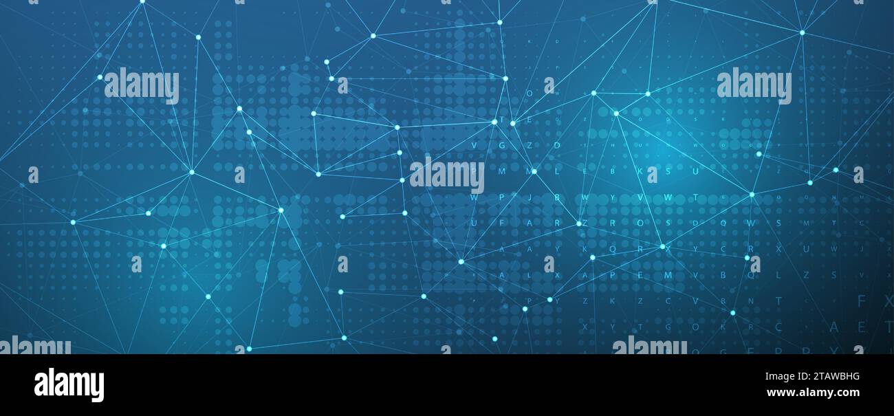 Neural network concept. Connected cells with links. High technology process. Abstract futuristic ...