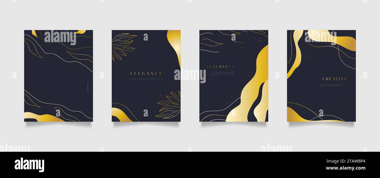 Elegant Abstract Background Templates with Golden Flower Illustration ...