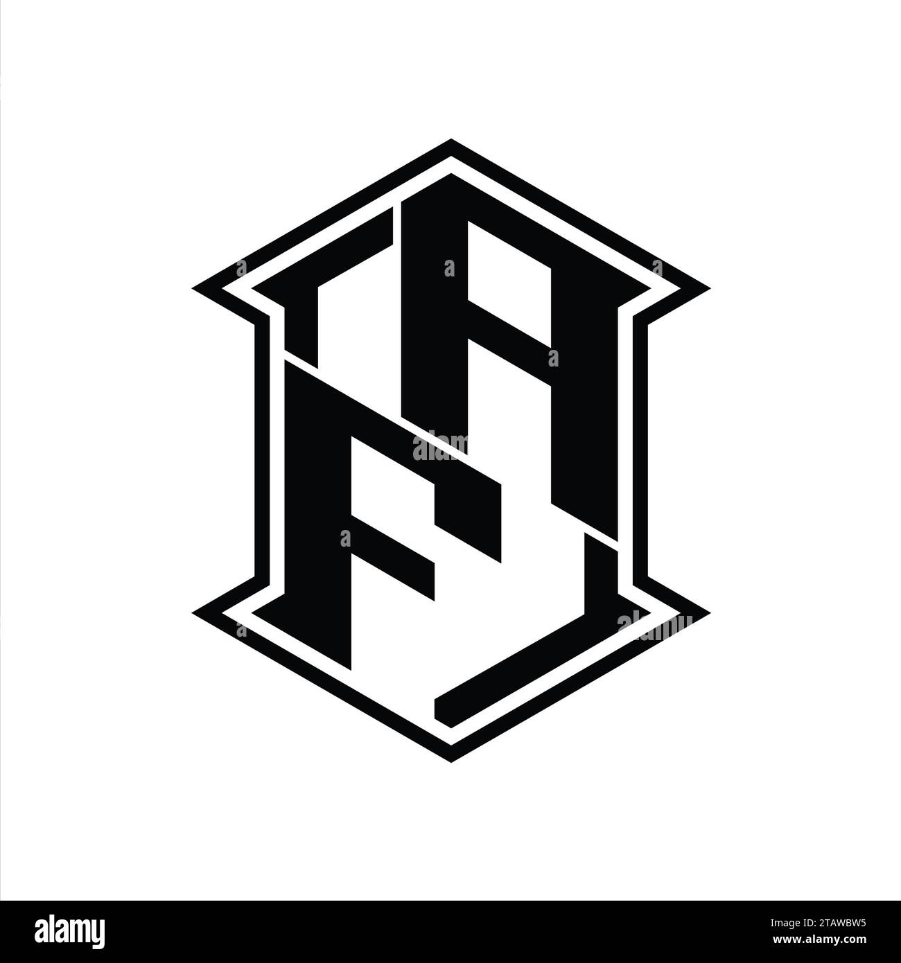 AF Letter Logo monogram hexagon shield shape up and down with sharp ...