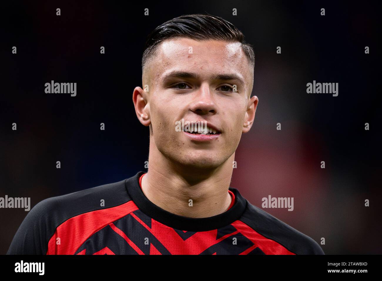 Milan, Italy. 2 December 2023. Jan-Carlo Simic smiles during warm up ...
