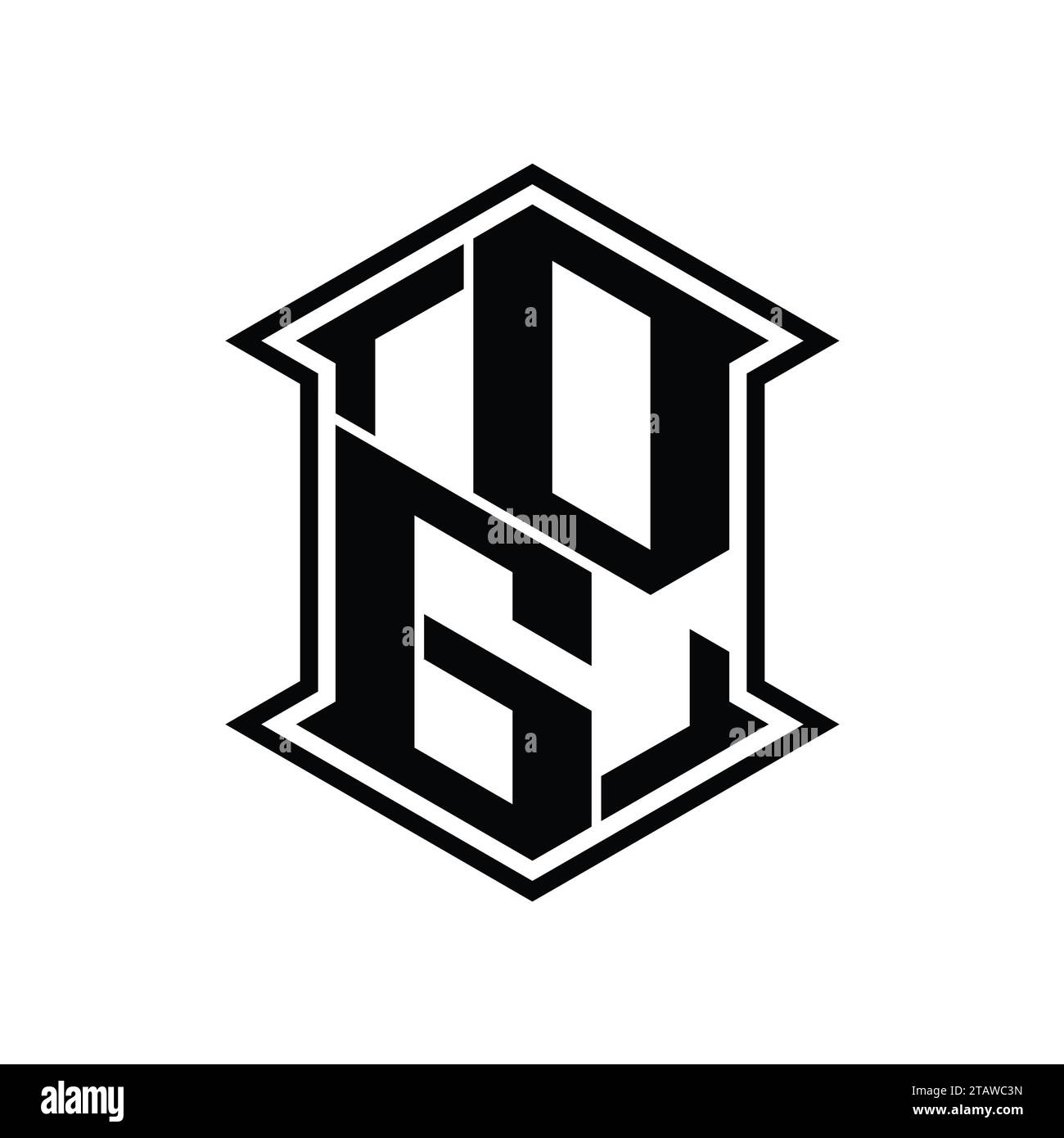 Dg Letter Logo Monogram Hexagon Shield Shape Up And Down With Sharp