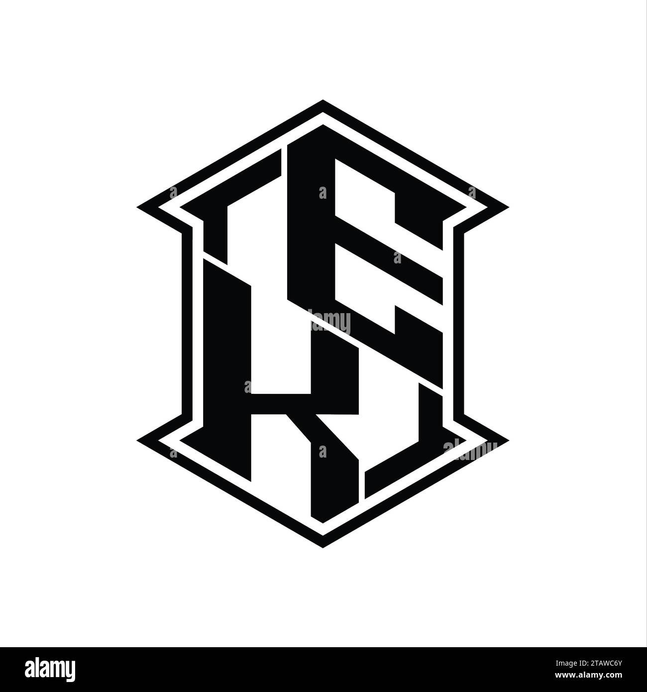 EK Letter Logo monogram hexagon shield shape up and down with sharp corner isolated style design ...