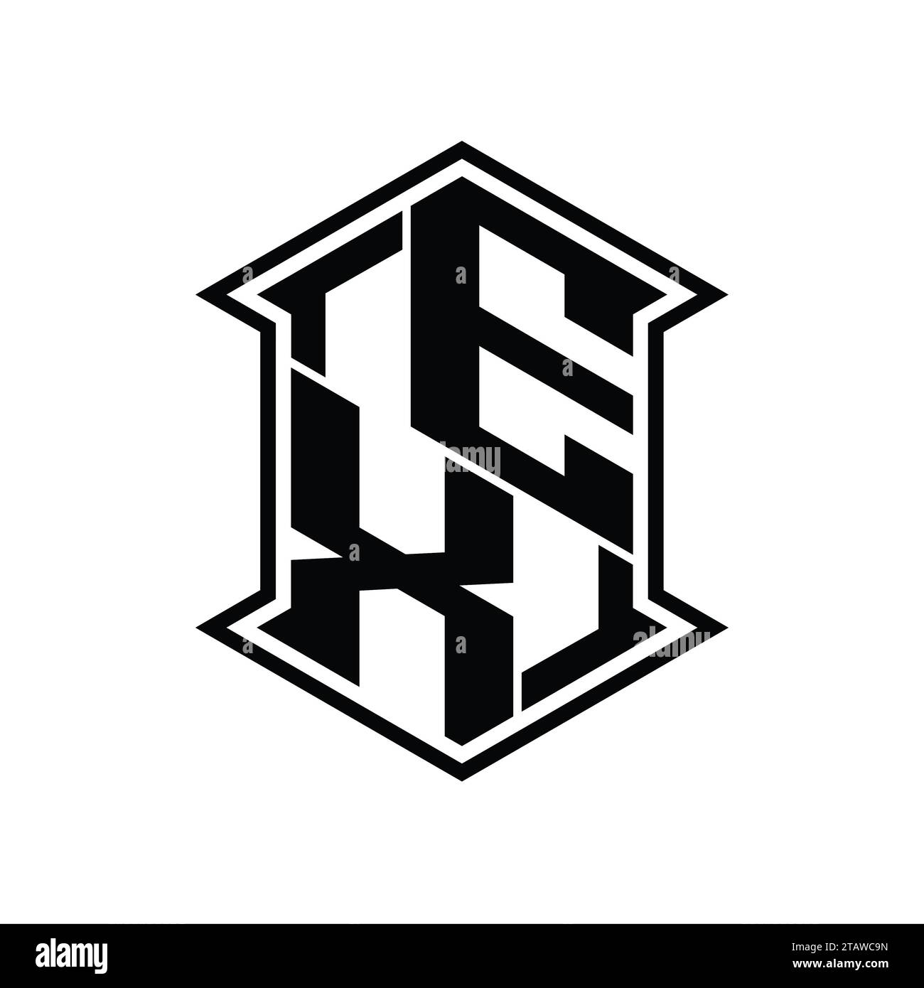 EX Letter Logo monogram hexagon shield shape up and down with sharp corner isolated style design ...