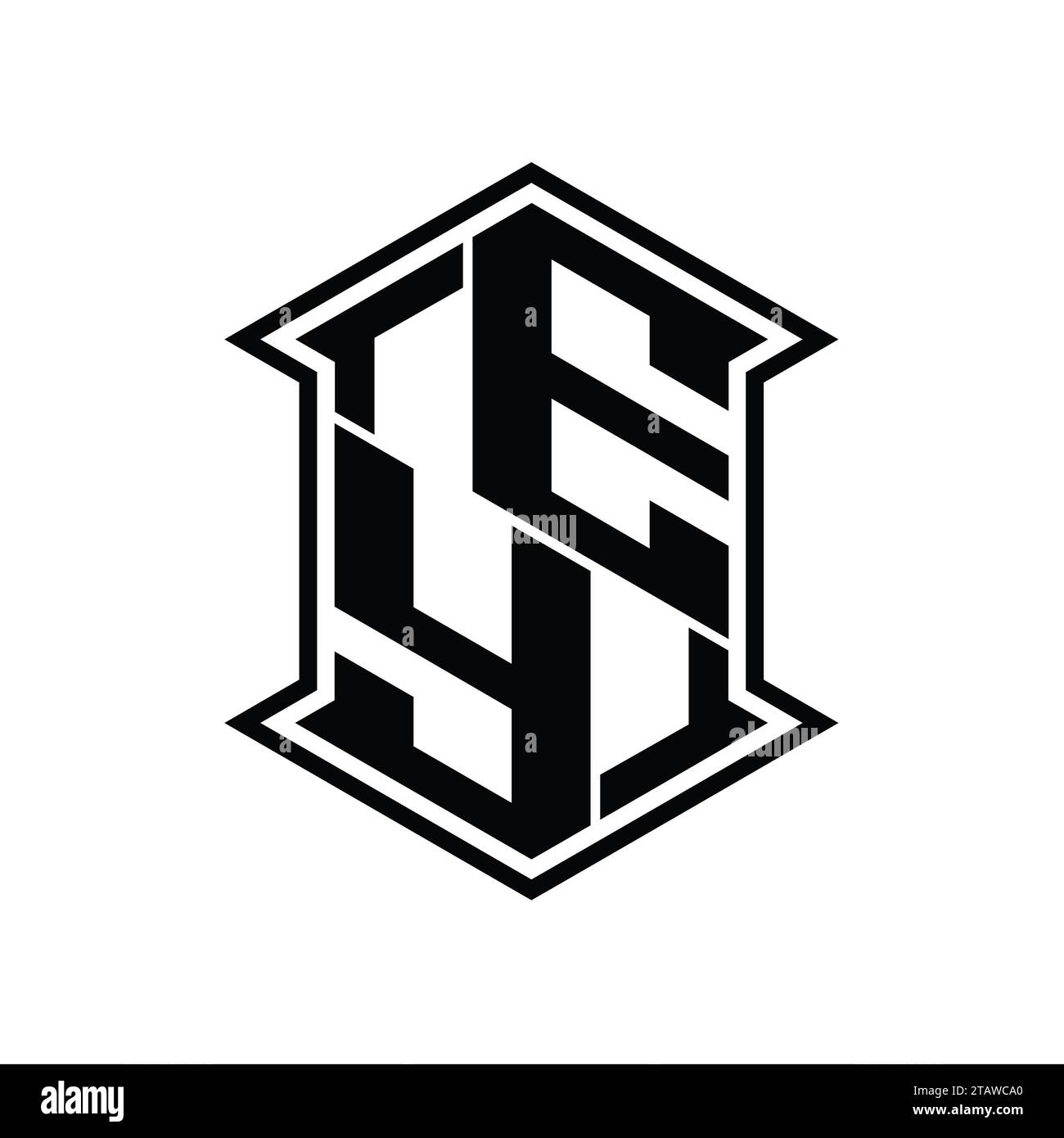 EY Letter Logo monogram hexagon shield shape up and down with sharp ...