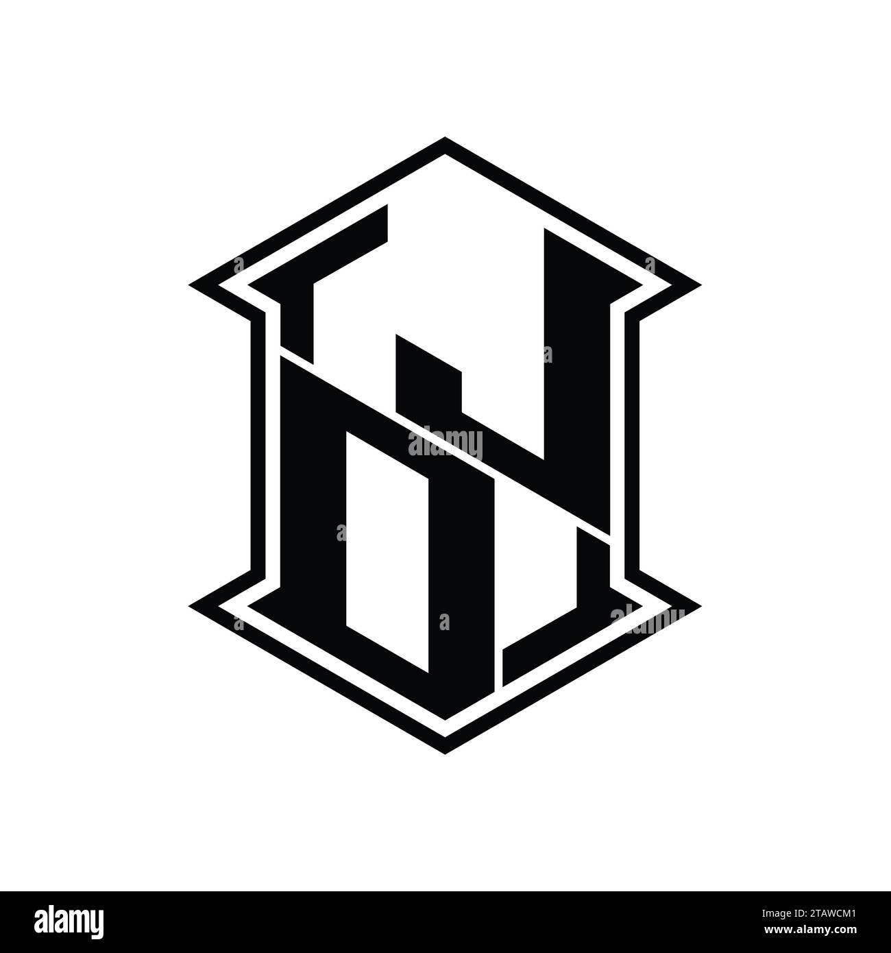 JO Letter Logo monogram hexagon shield shape up and down with sharp ...