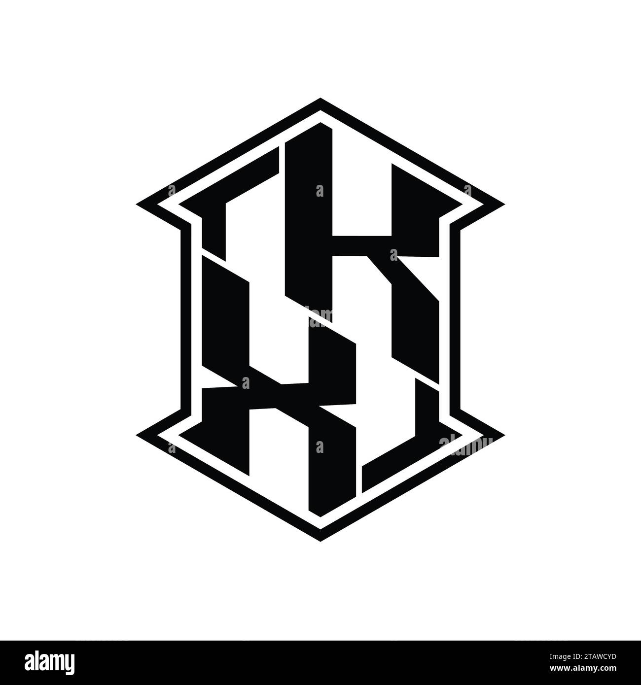 KX Letter Logo monogram hexagon shield shape up and down with sharp corner isolated style design ...