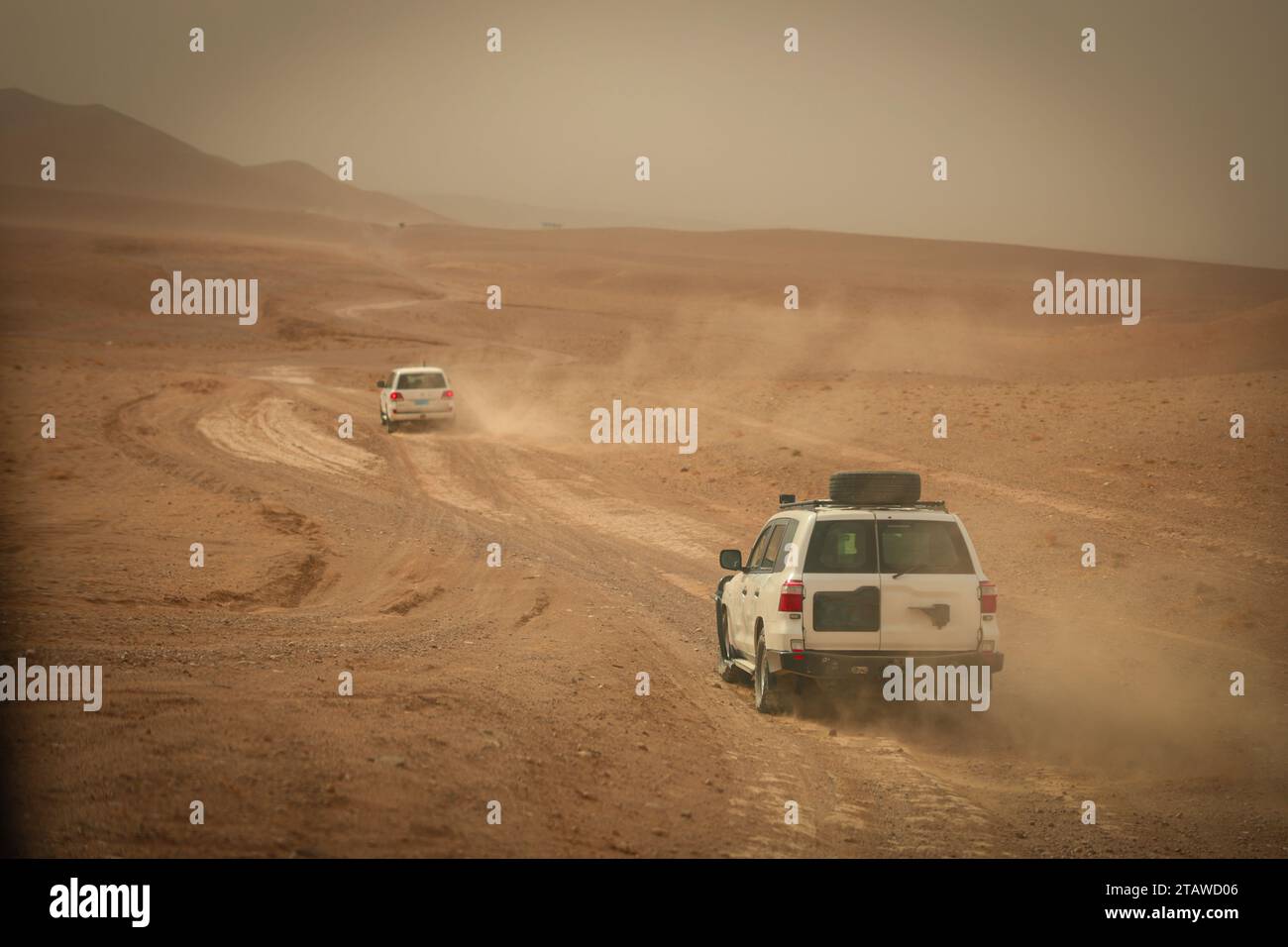 View of a desert with fog and sandstorm Stock Photo - Alamy
