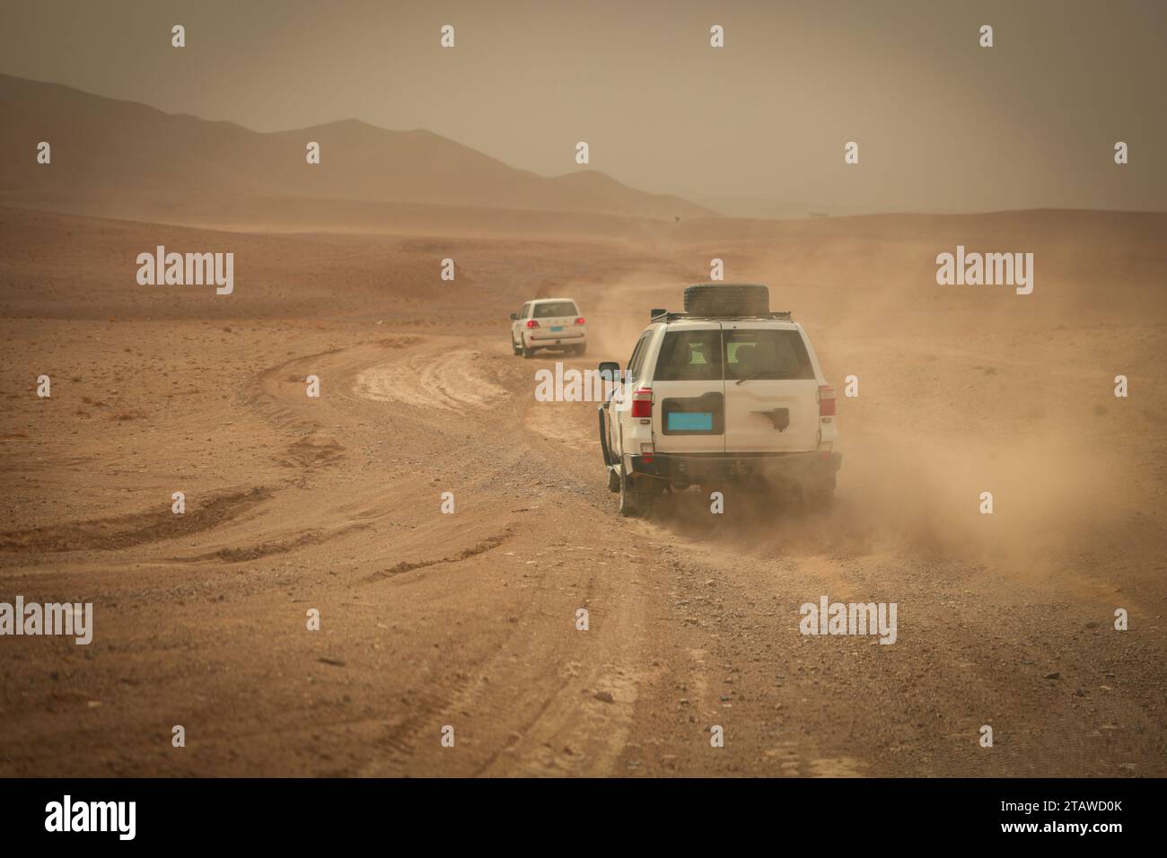 View of a desert with fog and sandstorm Stock Photo - Alamy