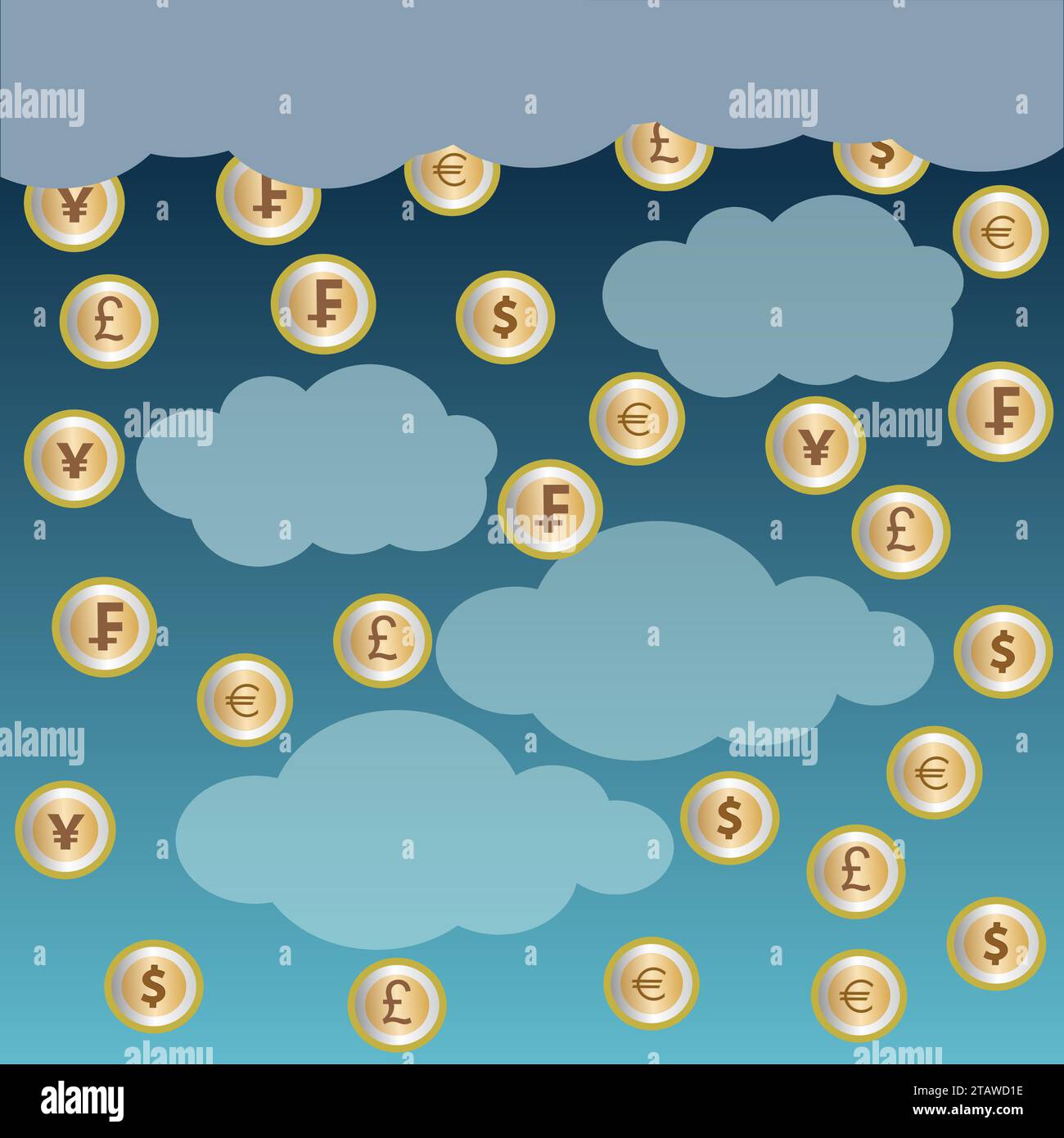 Euro coin money rain cloud Stock Vector Images - Alamy