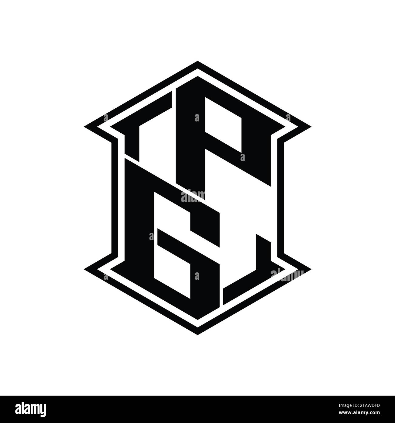 PG Letter Logo monogram hexagon shield shape up and down with sharp ...