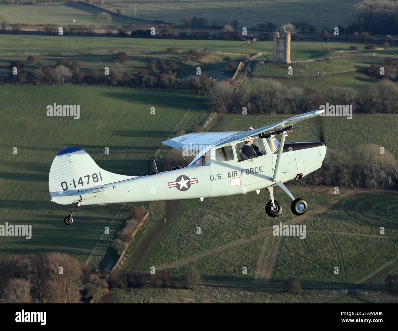 Aerial views of the liaison & observation Cessna Bird Dog aircraft ...