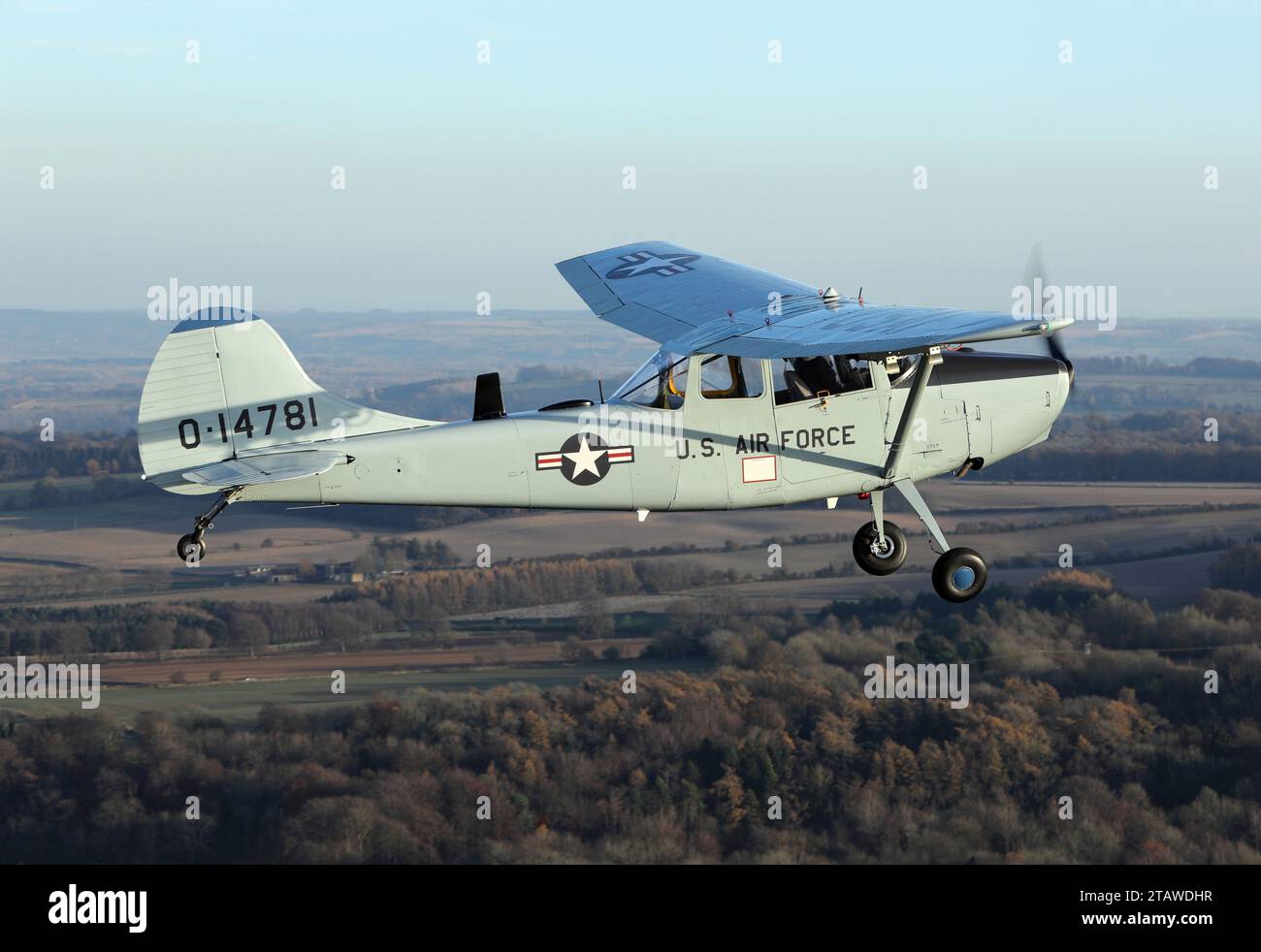 Aerial views of the liaison & observation Cessna Bird Dog aircraft ...