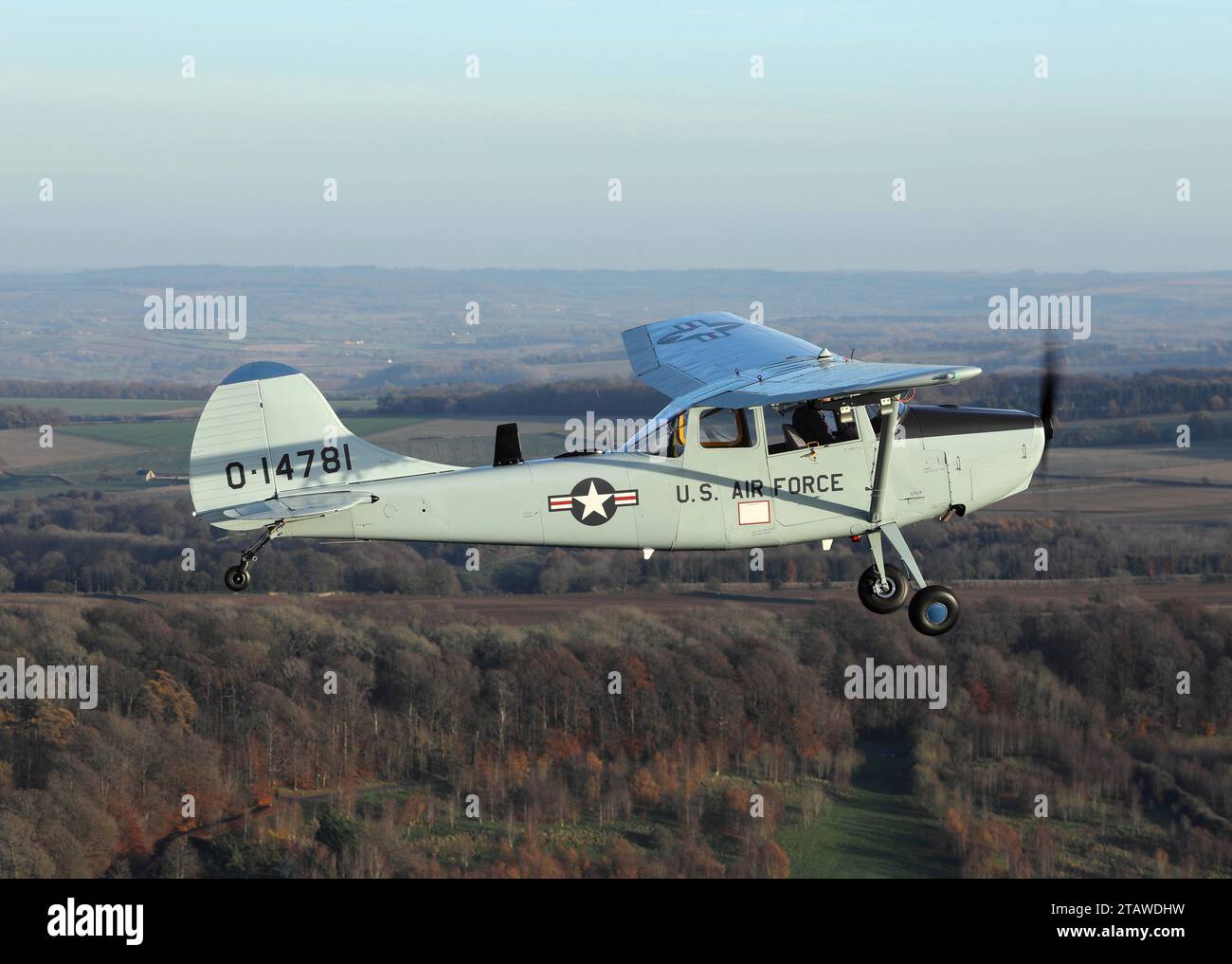 Aerial views of the liaison & observation Cessna Bird Dog aircraft ...