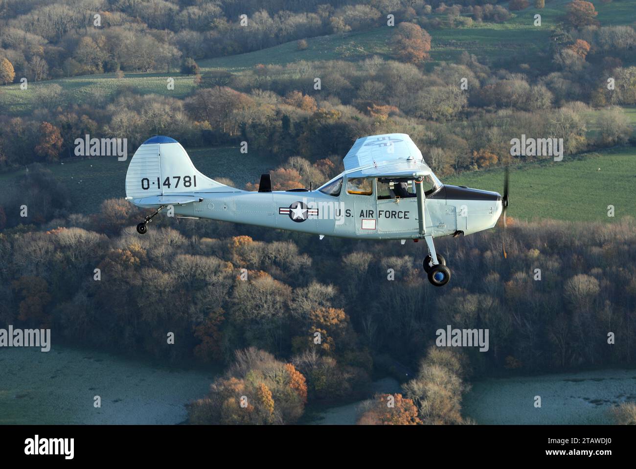Aerial views of the liaison & observation Cessna Bird Dog aircraft ...