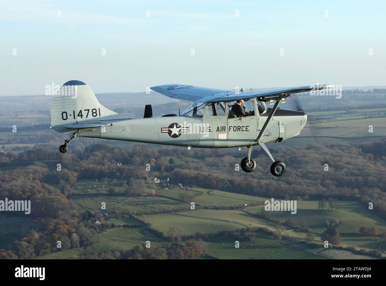 Aerial views of the liaison & observation Cessna Bird Dog aircraft ...