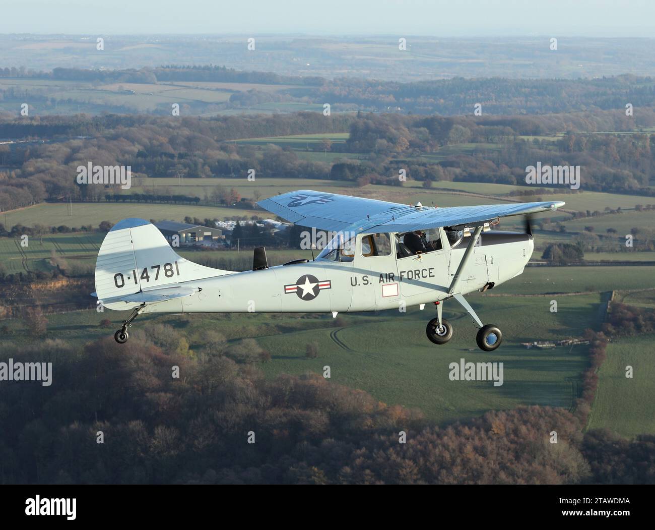 Aerial views of the liaison & observation Cessna Bird Dog aircraft ...