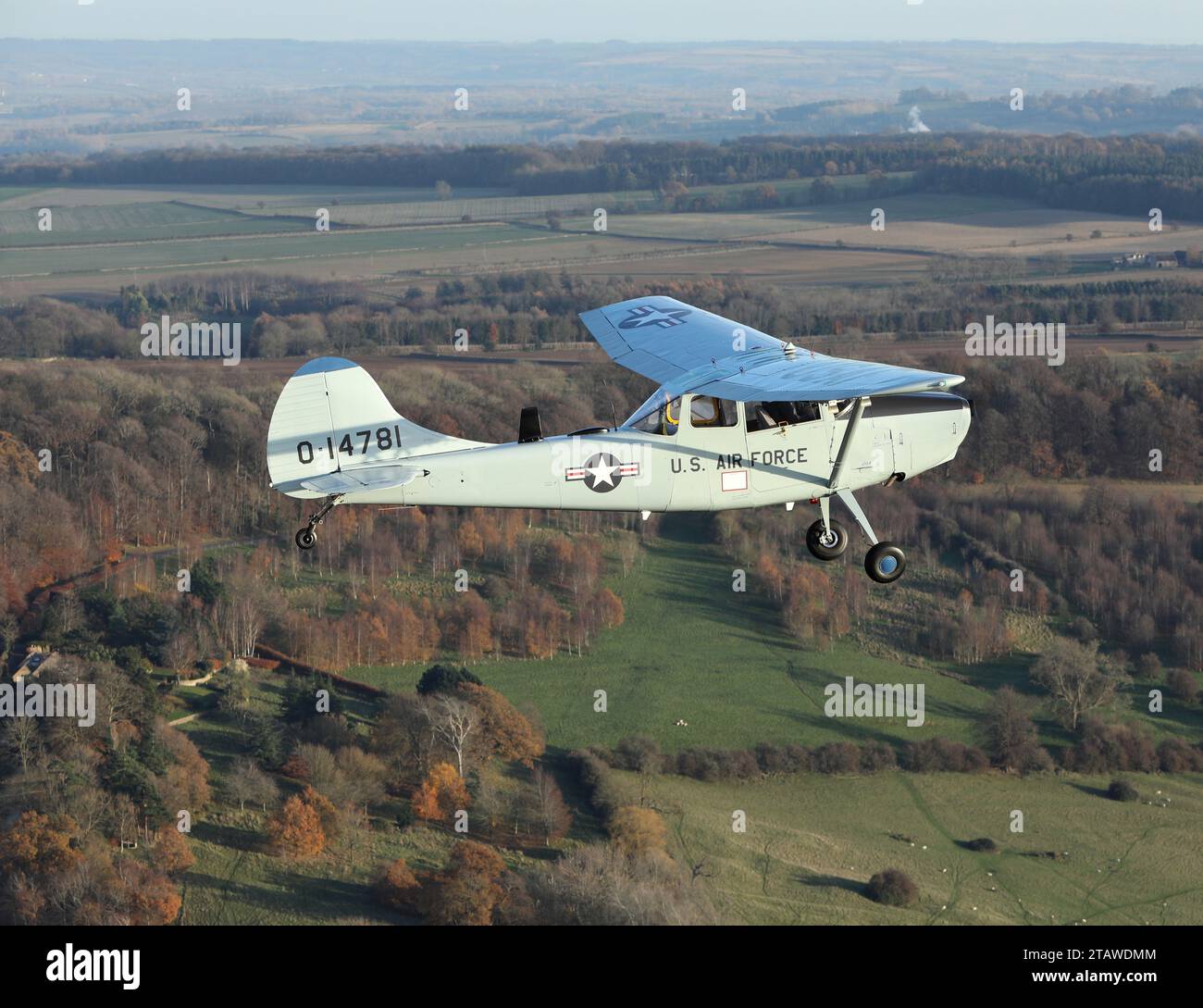 Aerial views of the liaison & observation Cessna Bird Dog aircraft ...