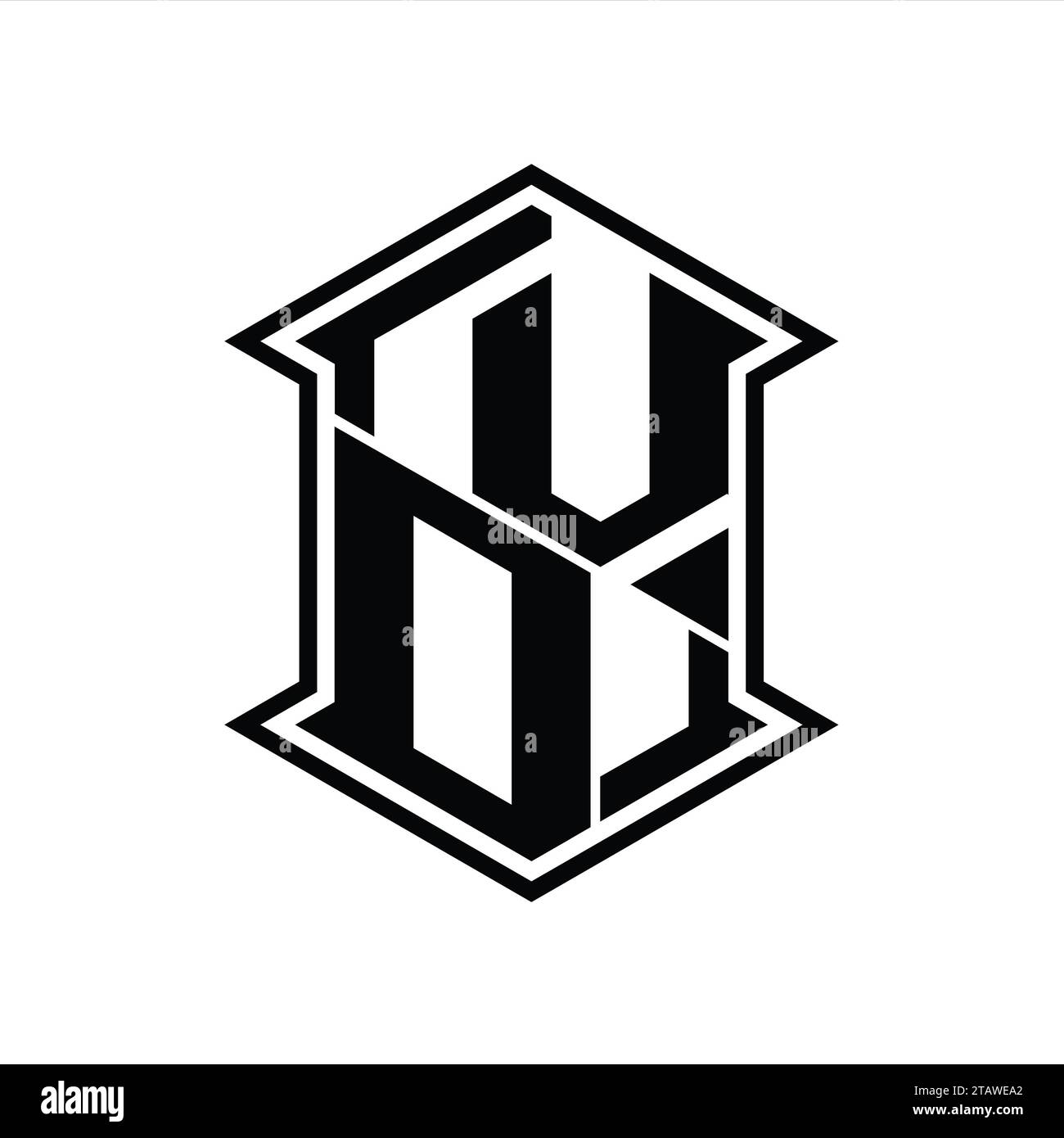 VD Letter Logo monogram hexagon shield shape up and down with sharp ...