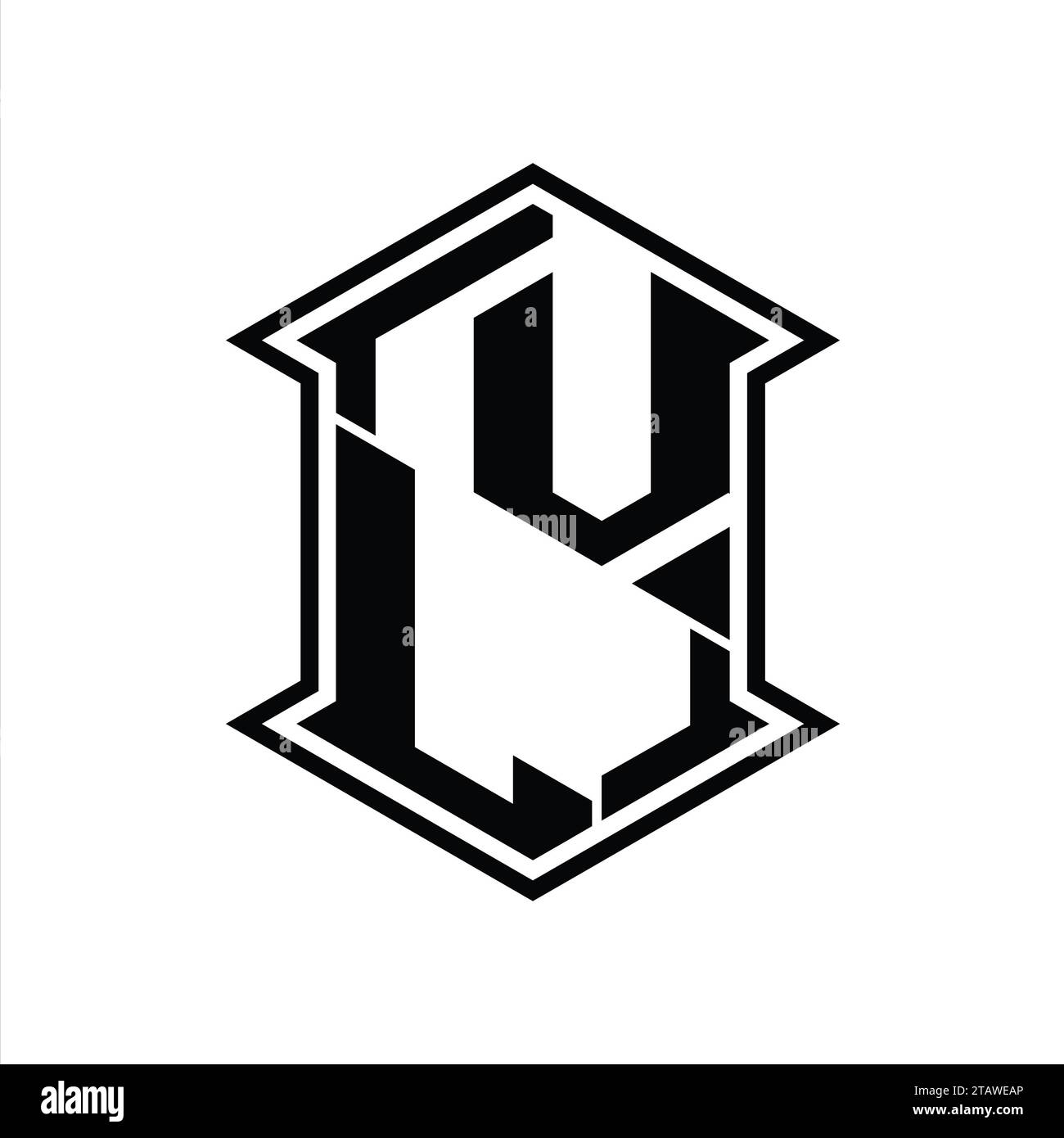 VL Letter Logo monogram hexagon shield shape up and down with sharp corner isolated style design ...