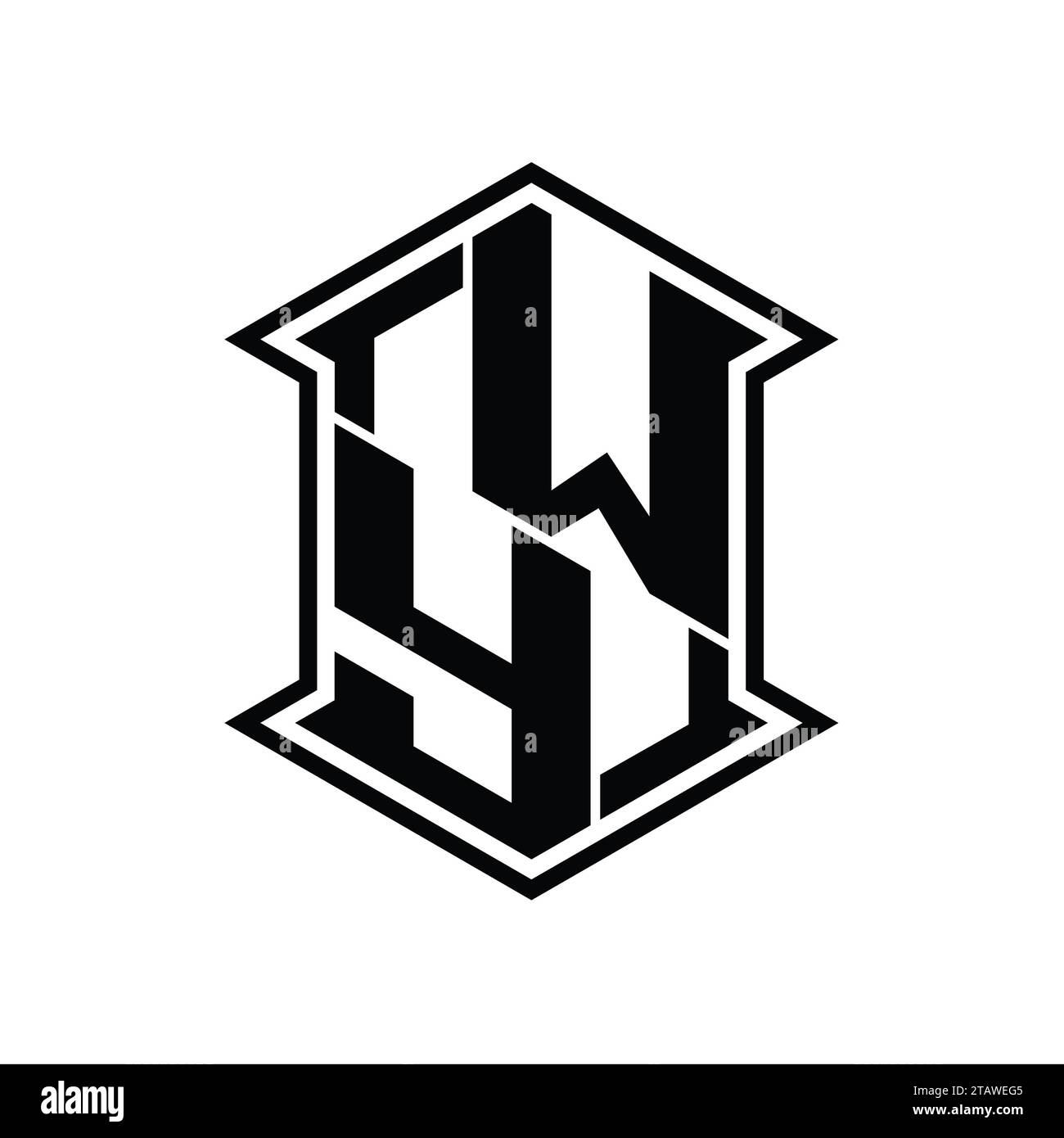 WY Letter Logo monogram hexagon shield shape up and down with sharp ...