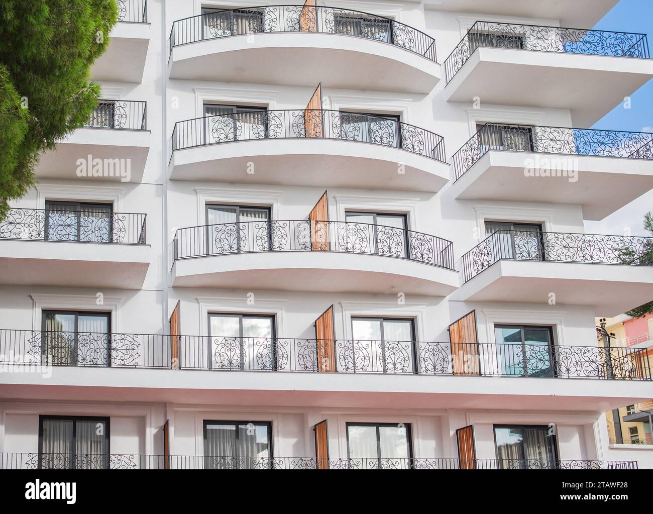 Modern, Luxury Apartment Building with balconies. Modern multi-family ...