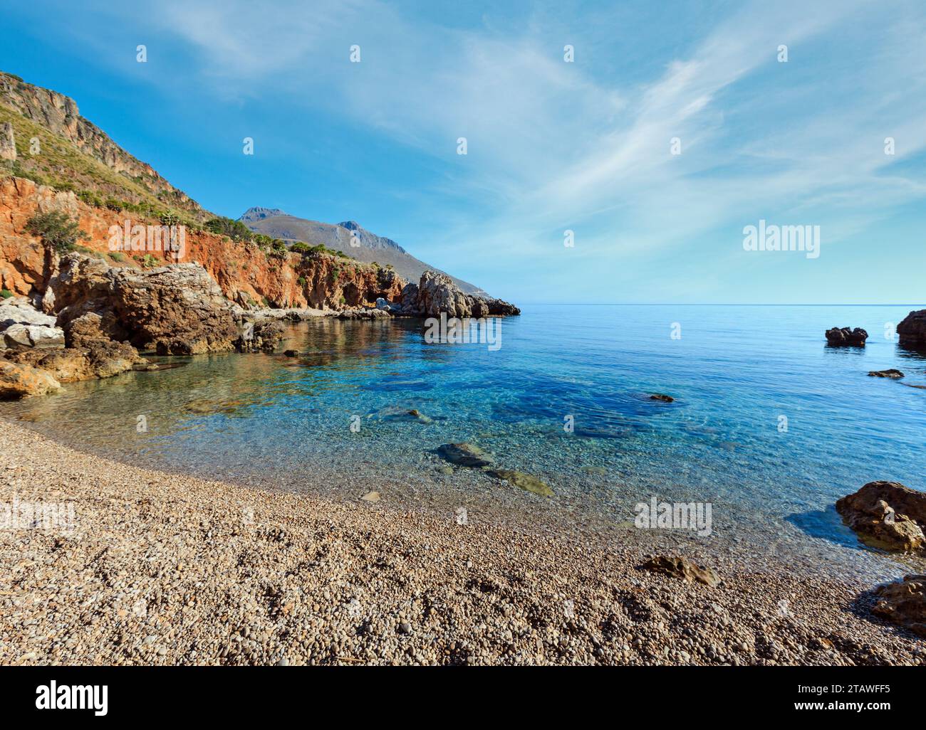 Paradise sea bay with azure water and beach (Zingaro Nature Reserve ...