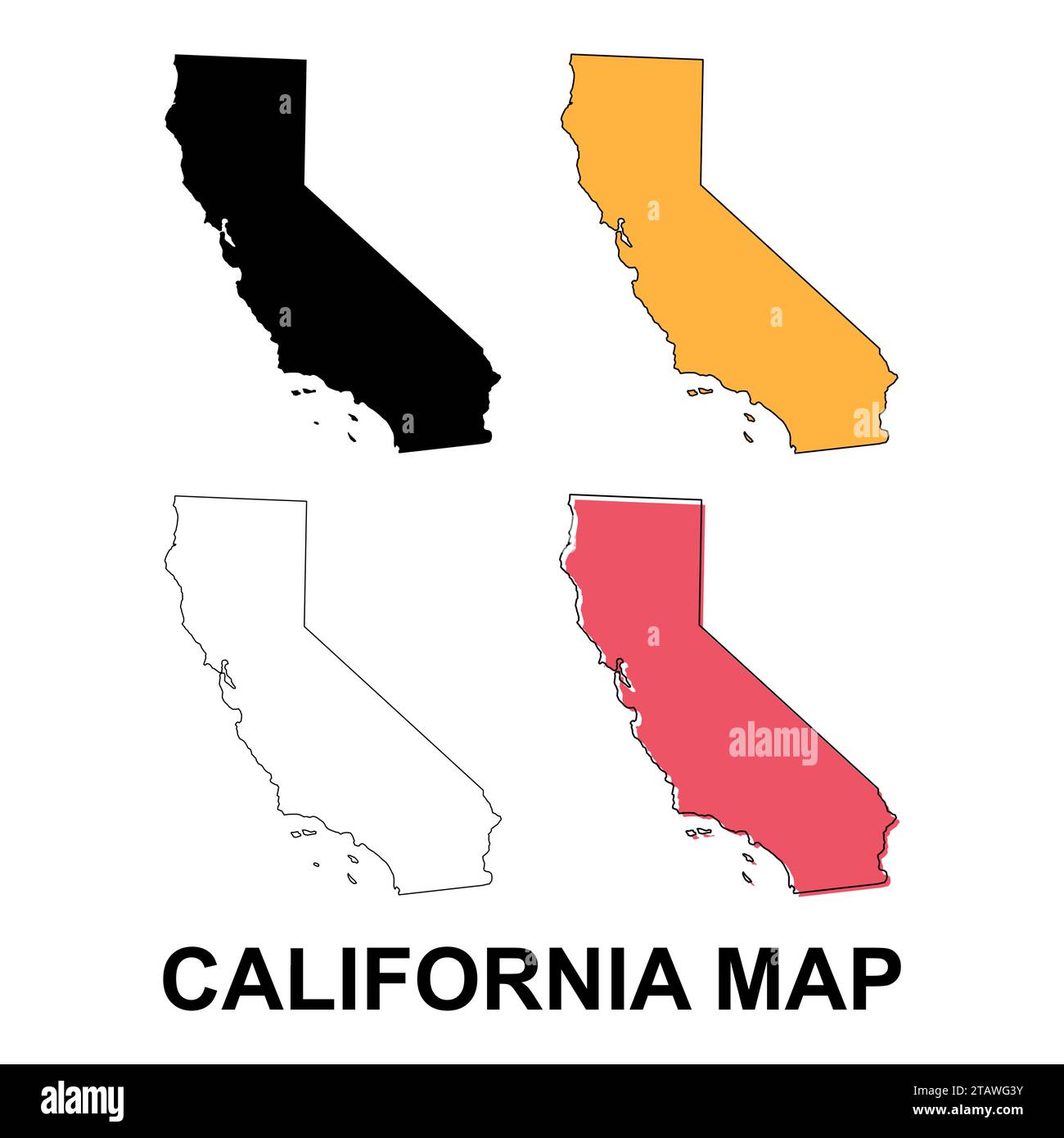 Set of California map, united states of america. Flat concept icon ...