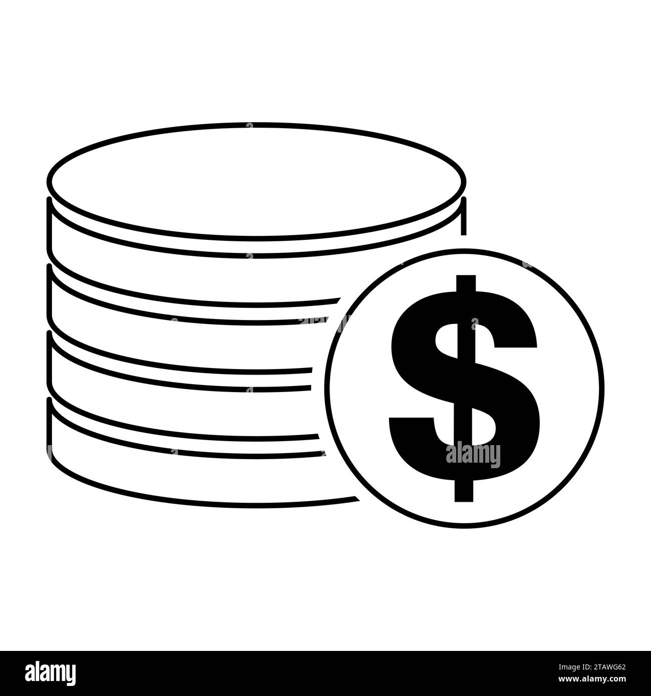 Dollar stack coin, flat icon money design, cash sign vector ...