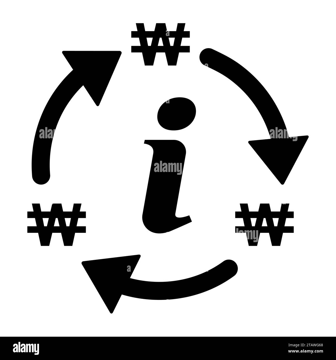 Won money change icon, trade cash information web symbol, convert sign ...