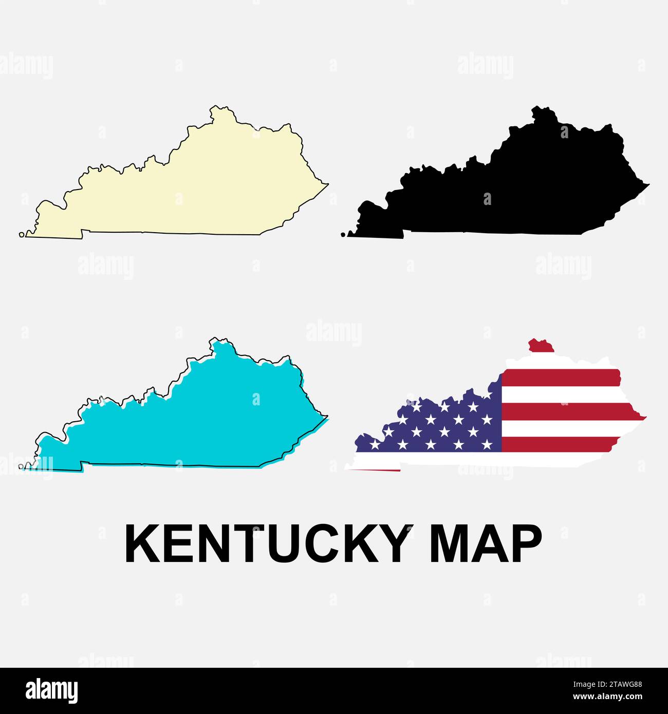 Set of Kentucky map, united states of america. Flat concept icon vector ...