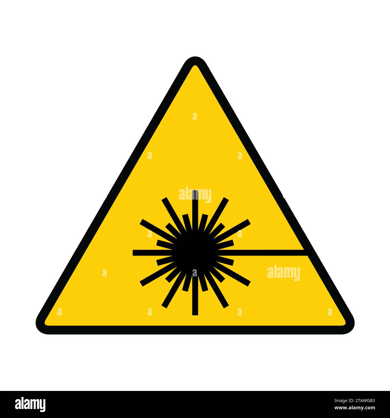Laser radiation danger label icon, safety protection information symbol ...