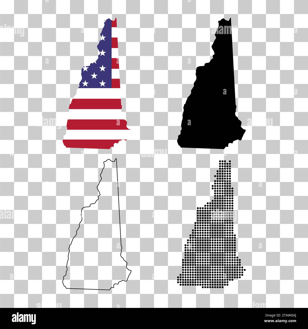 Set of New Hampshire map, united states of america. Flat concept vector ...