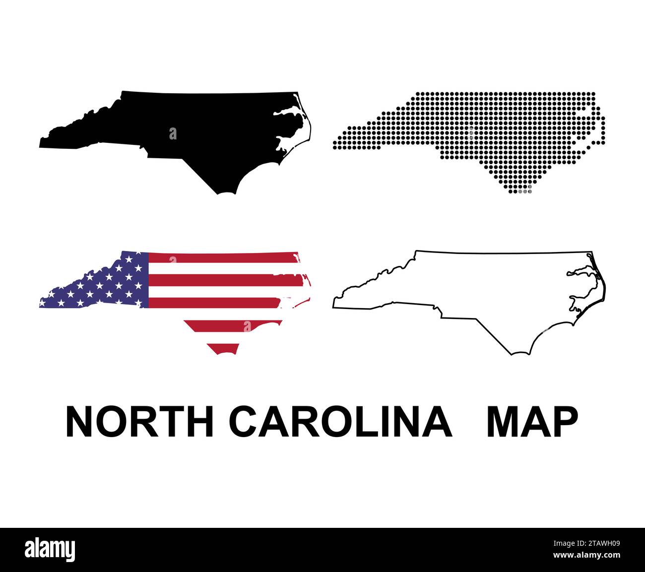 North carolina map black and white Cut Out Stock Images & Pictures - Alamy