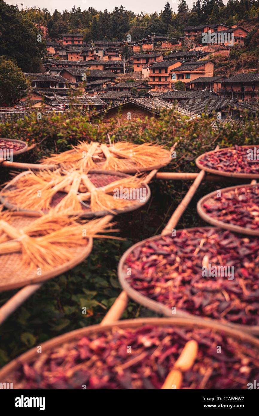 autumn sun drying in village Stock Photo - Alamy