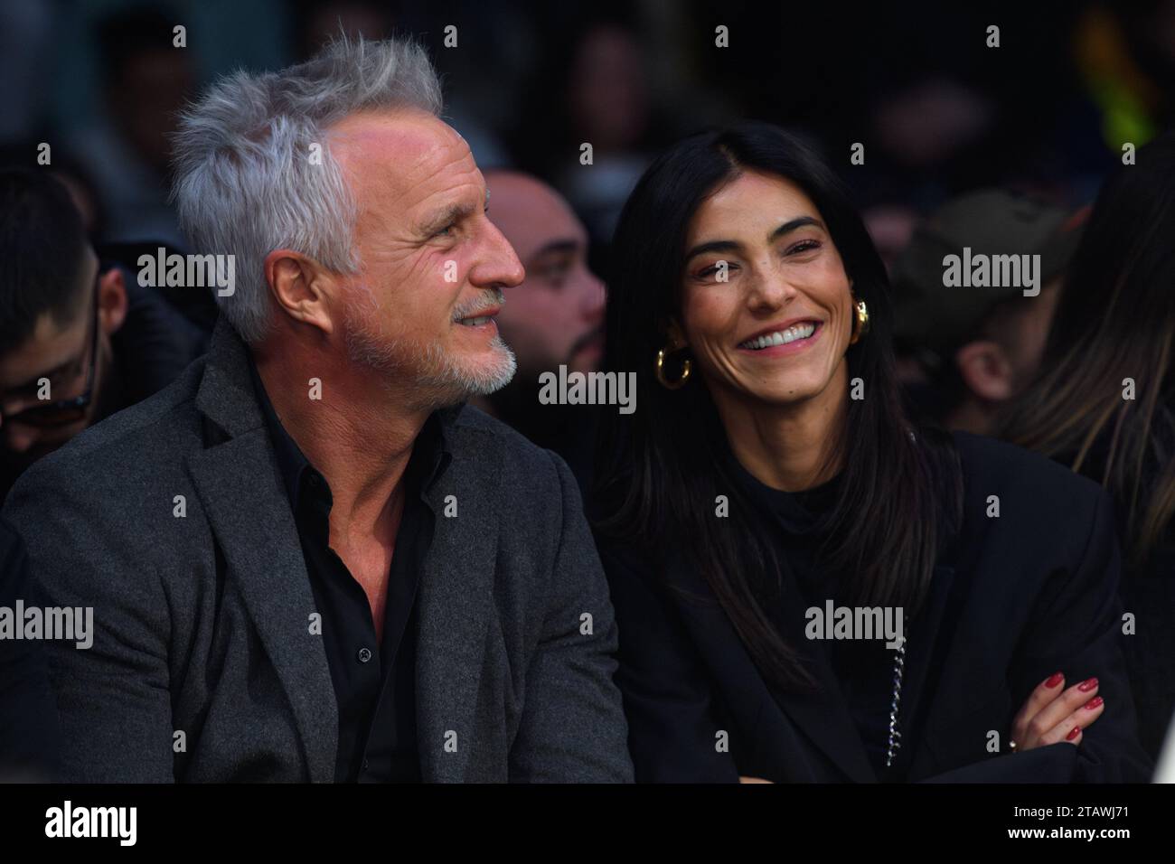 Marseille, France. 02nd Dec, 2023. David Ginola and Maeva Denat watch ...