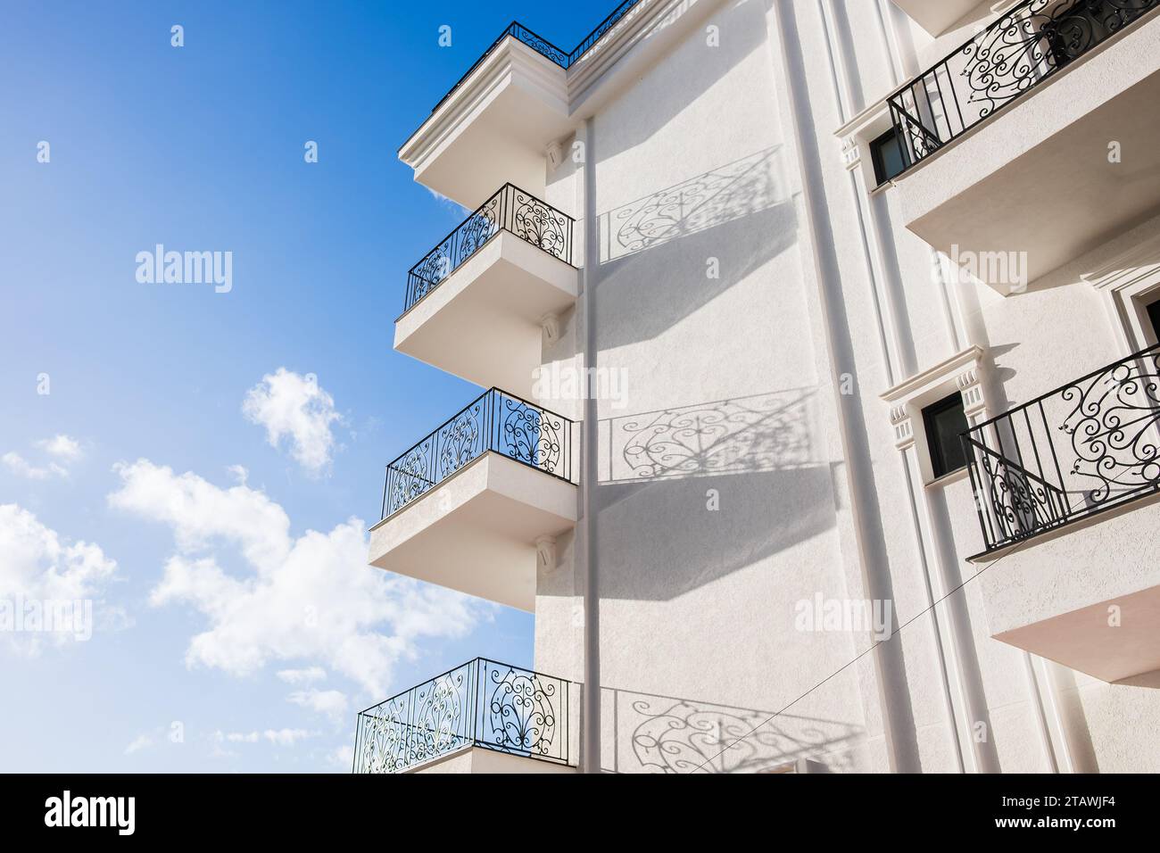 fence. chrome stainless steel fence on balcony. Ancient balcony of ...