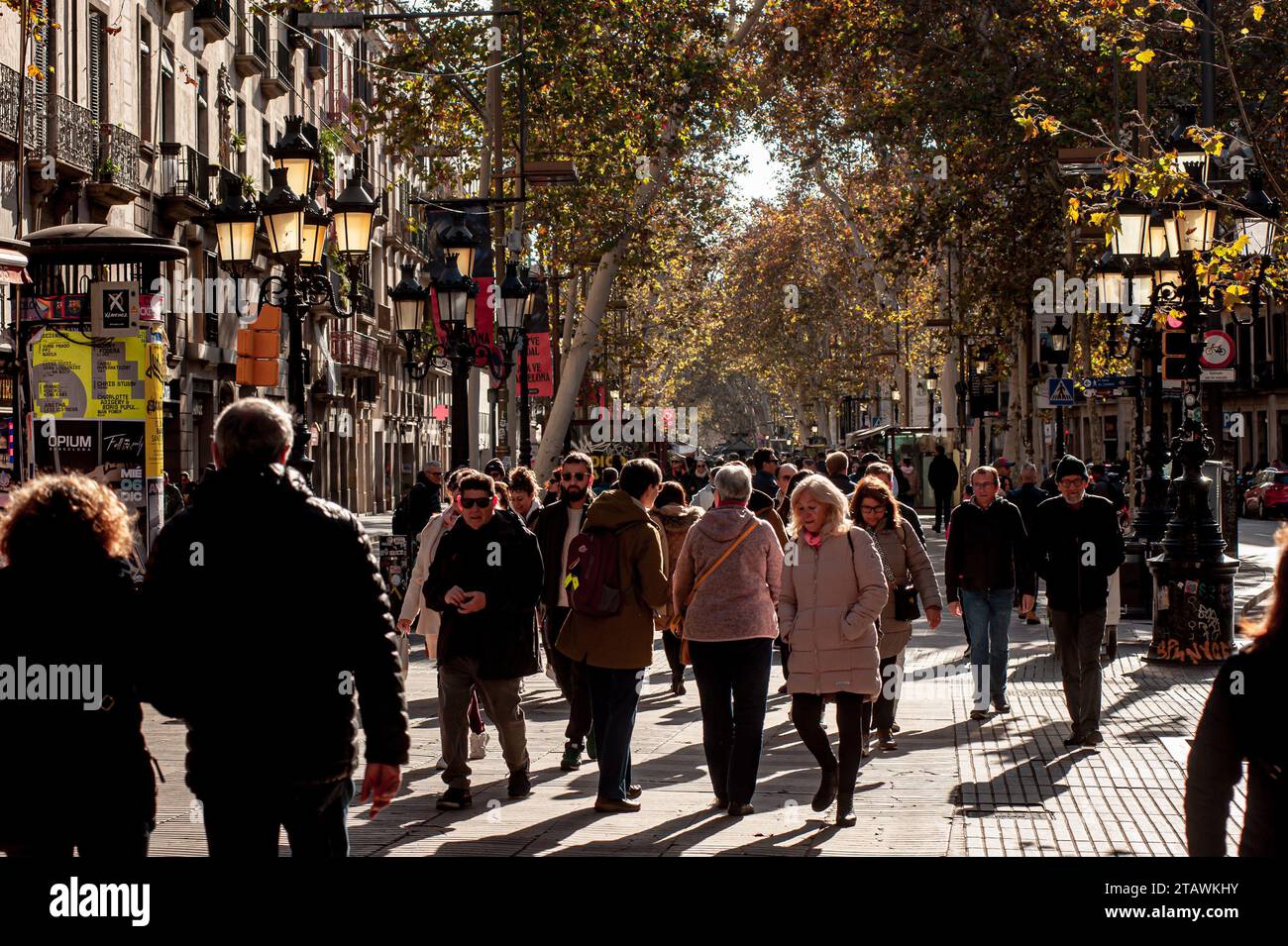 December 3, 2023. Barcelona, Spain: On this sunny Sunday morning people ...